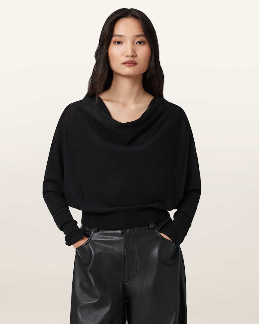 Ridley Cropped Wool Jumper Black | ALLSAINTS